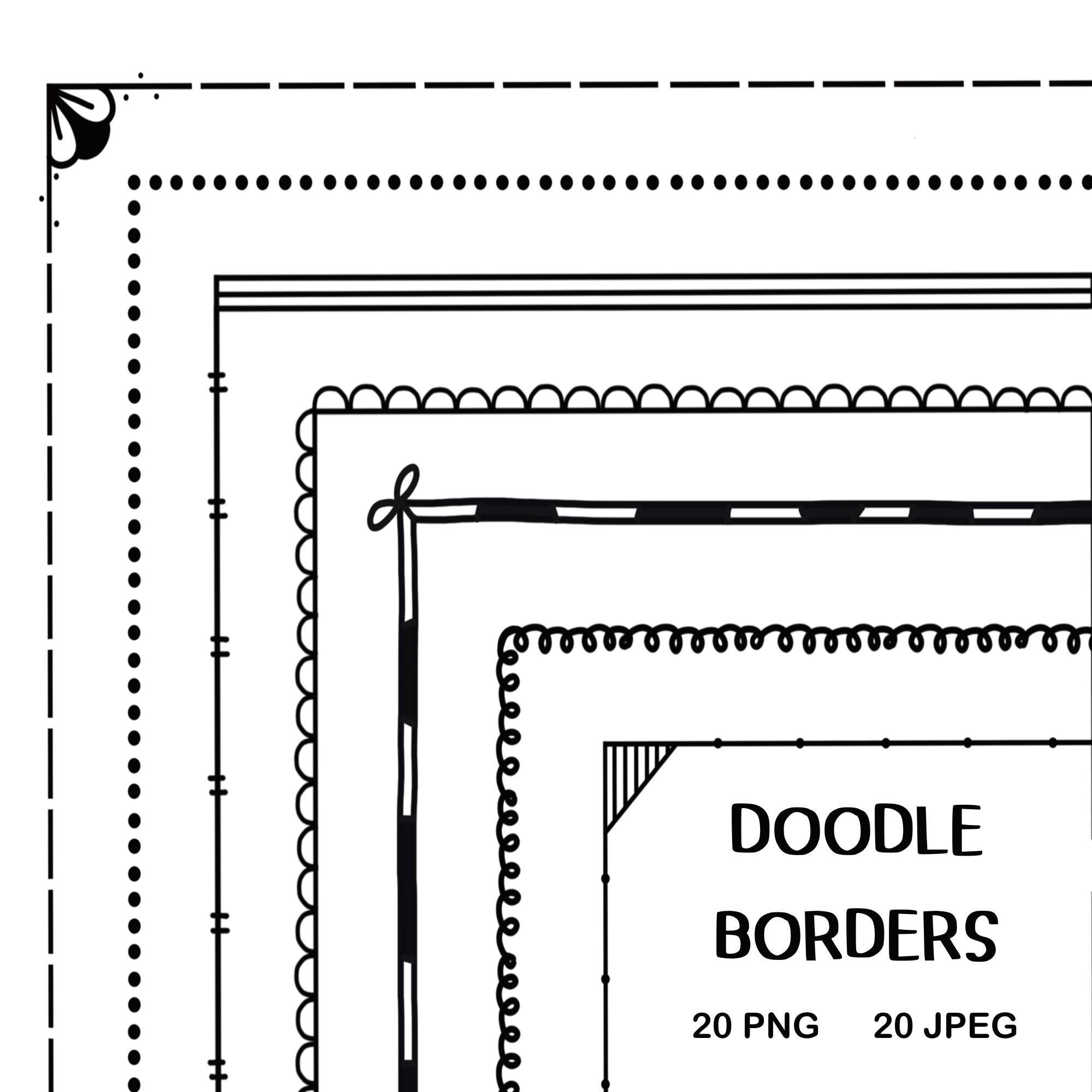 Doodle Png Border, Hand Drawn Border Clipart, Doodle Frames Clipart ...