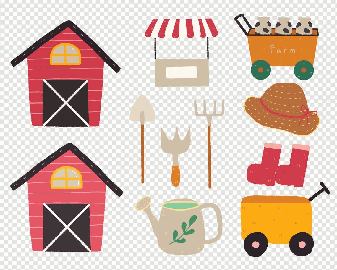 Cute Farm Farm Animals Clipart Cute Farm Clipart Barn - Etsy