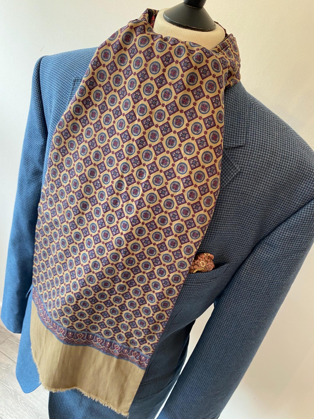 VINTAGE FABULOUS Mens Indie/mod Beige Paisley Multi Colour Retro ...