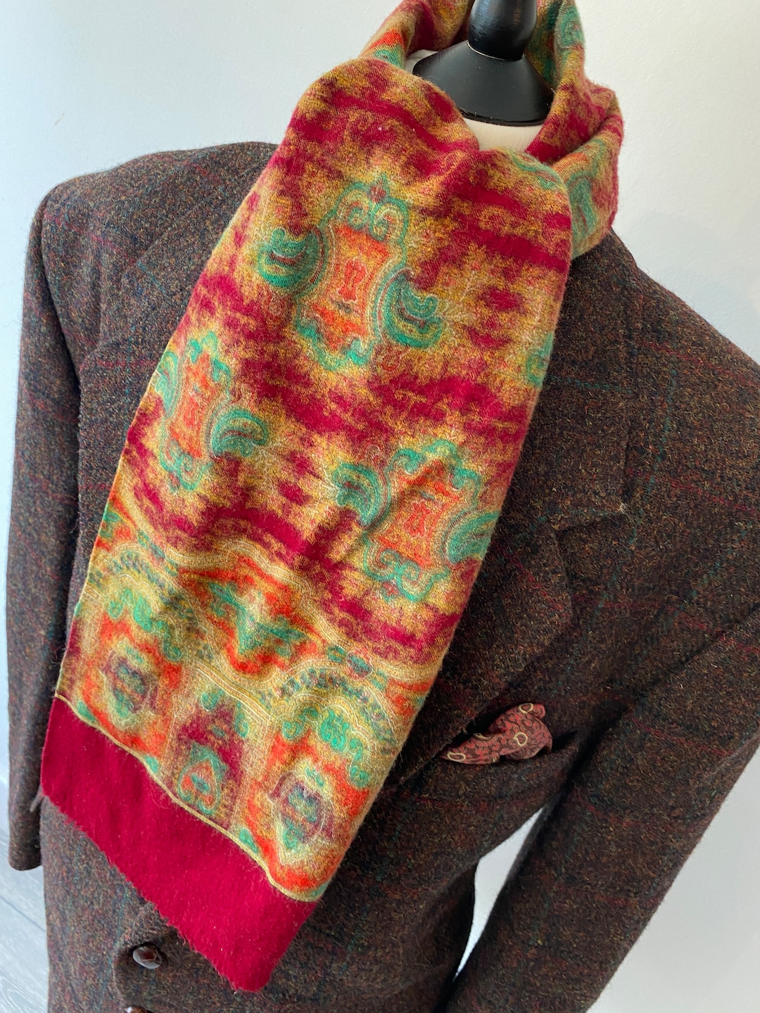 Vintage Mens 1970's Indie/mod Burgundy Multi Colour Ornate Psychedelic ...