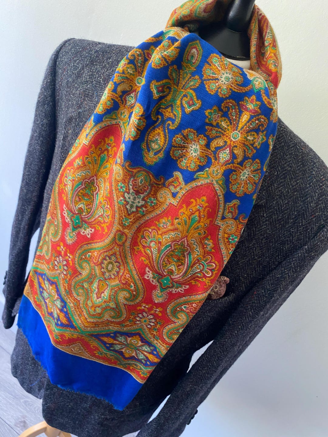 Super Vintage Mens 1970's Indie Blue Multi Colour Bohemian Psychedelic ...