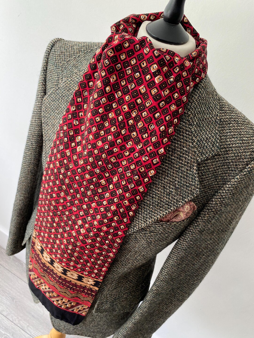 Vintage Mens Indie/mod 1970's Burgundy & Black Multi Colour Retro ...