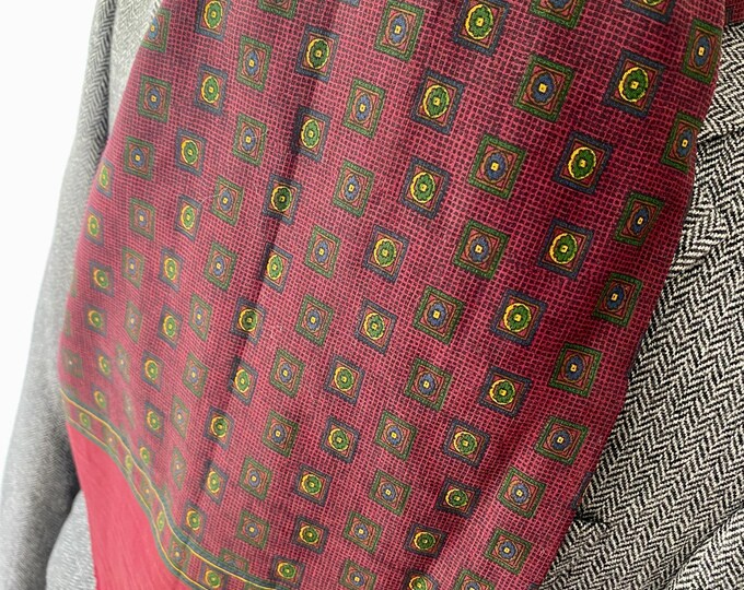 FABULOUS Mens Indie/mod 1970's Grey & Beige Ornate Wool and Silk ...