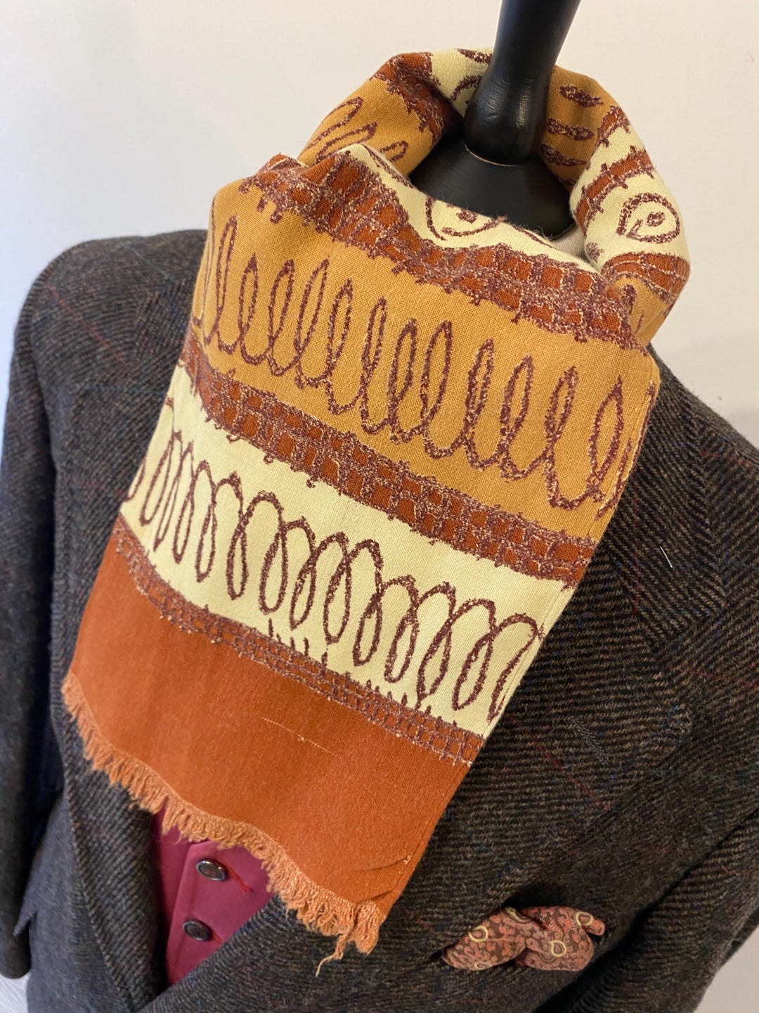 VINTAGE FABULOUS Mens Indie/mod Brown and Beige Stripe Retro Pattern ...