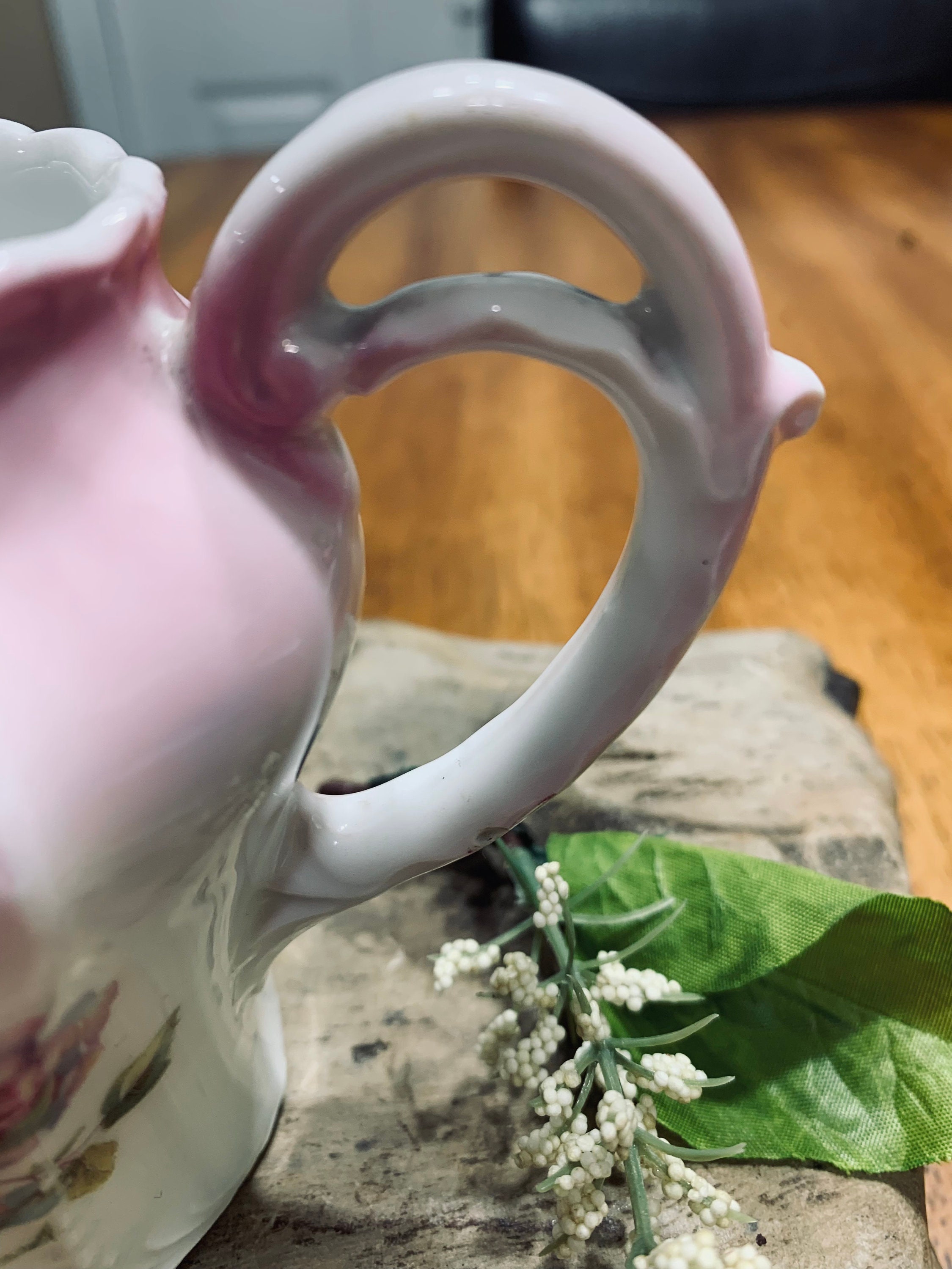 Vintage Pink & White Porcelain Creamer W/ Striking Floral Motif - Etsy UK