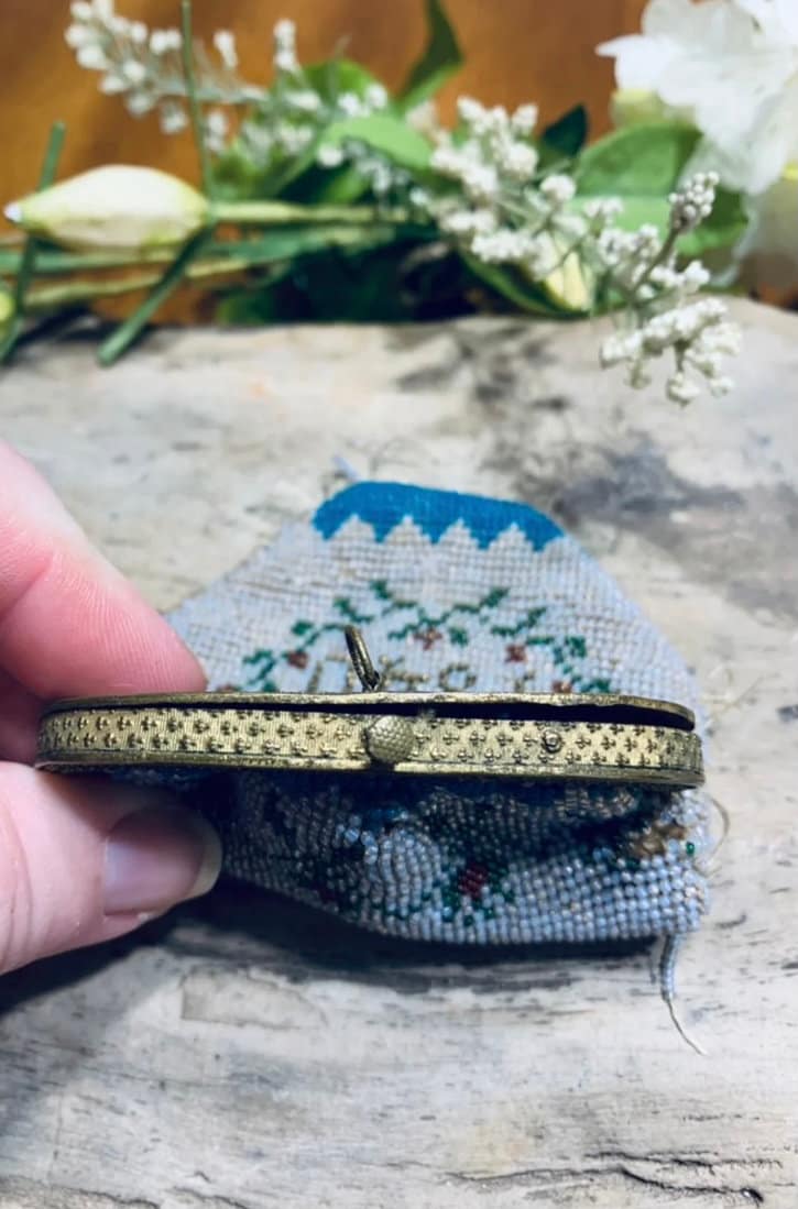 Antique Beaded Monogram Floral Purse 1840 Hand Sewn - Etsy