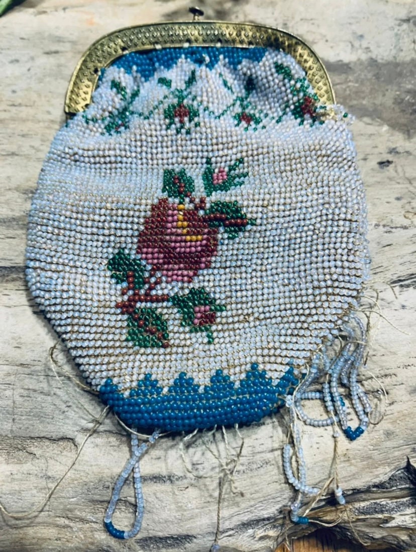 Antique Beaded Monogram Floral Purse 1840 Hand Sewn - Etsy