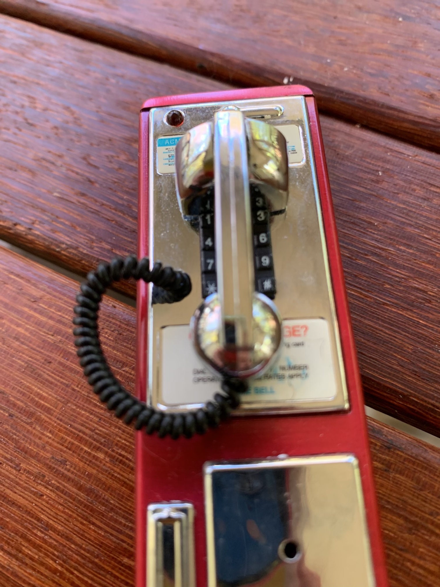 Vintage Modern NOS Red Metallic Detailed Accents Pay Phone Cigarette ...