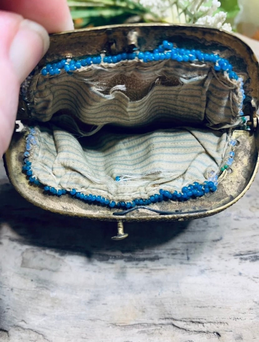 Antique Beaded Monogram Floral Purse 1840 Hand Sewn - Etsy
