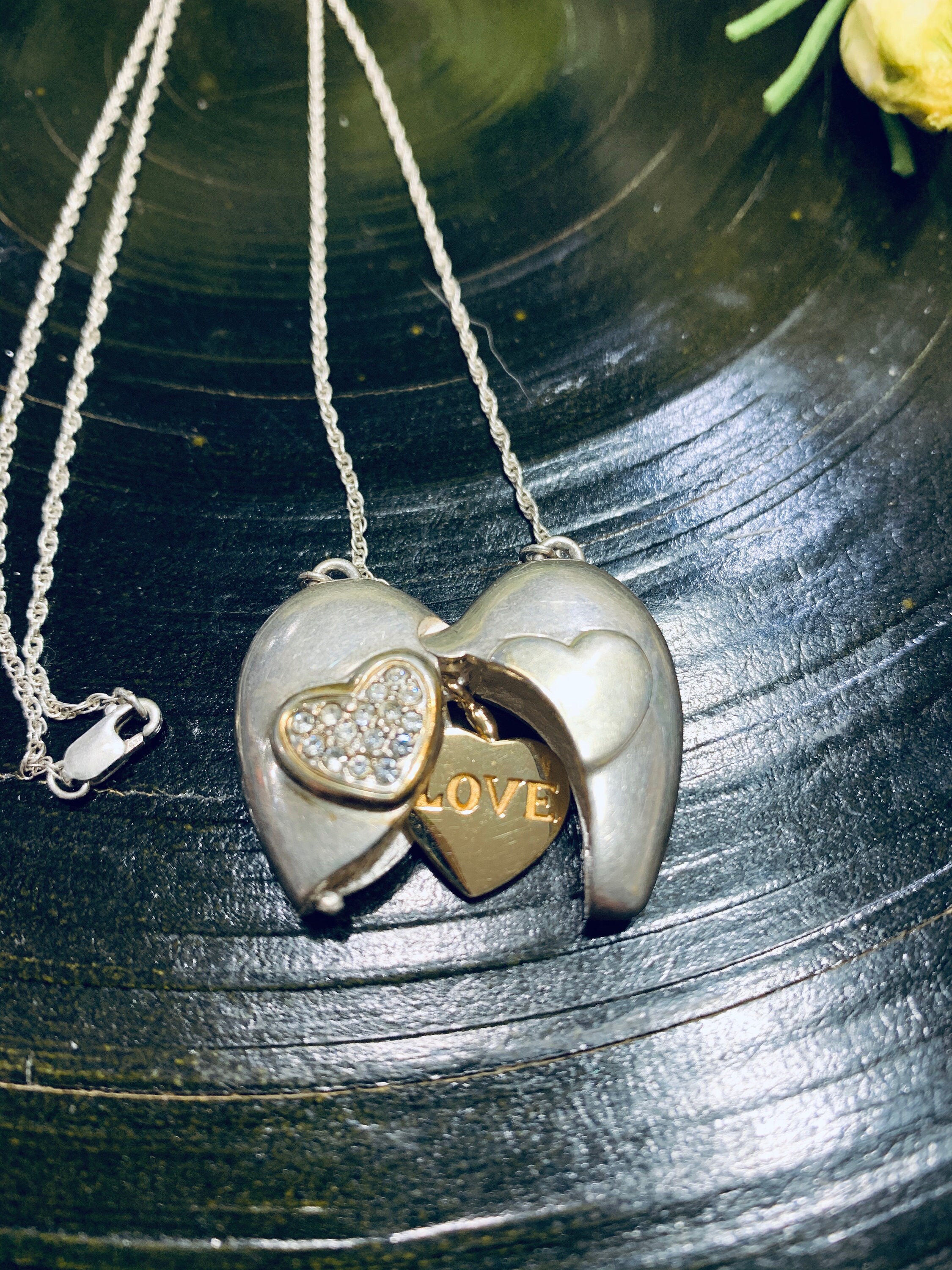 Vintage Lenox Gold on Silver Open Heart Love Necklace - Etsy