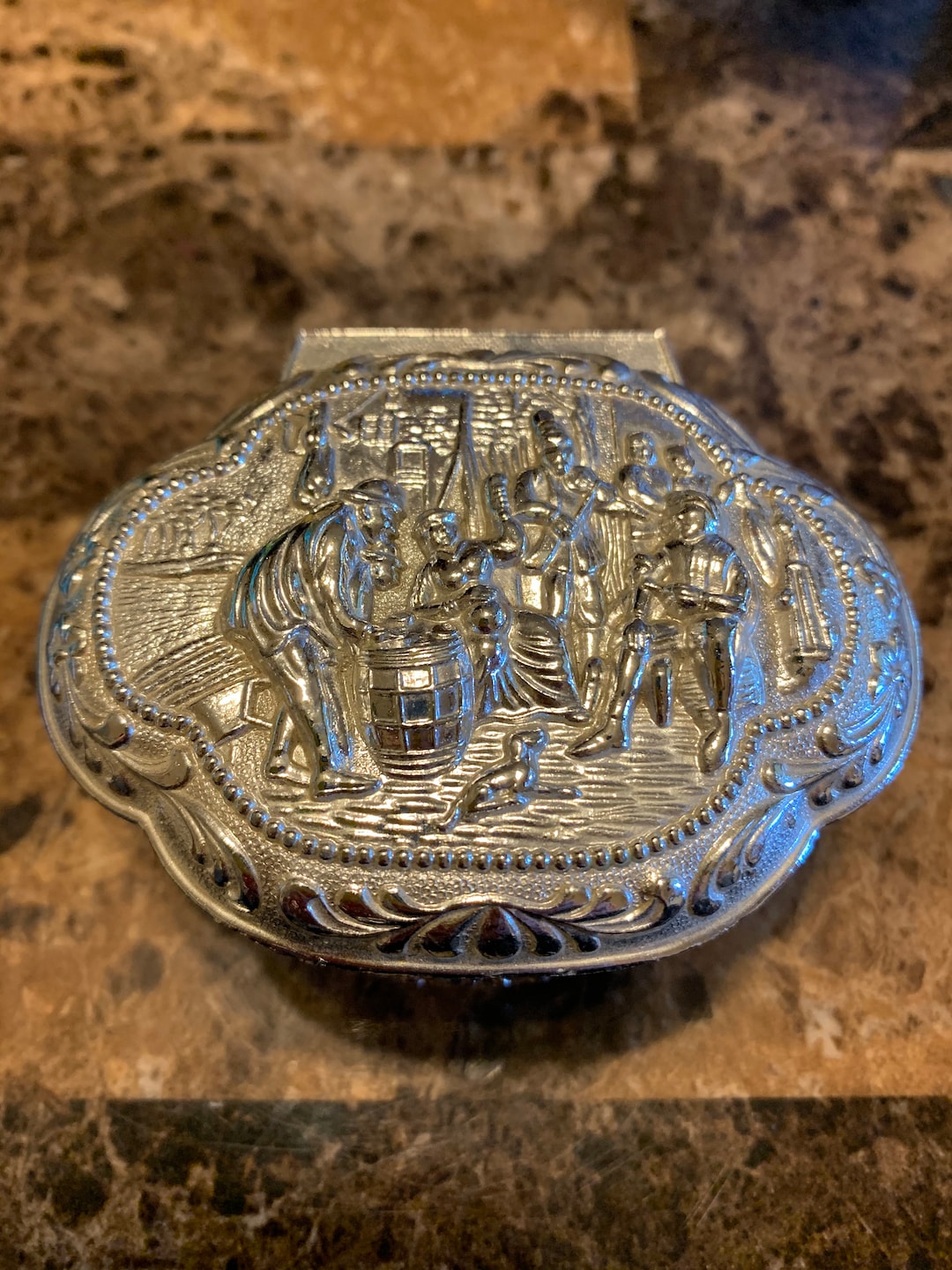 Vintage Silver Metal Trinket Box - Etsy