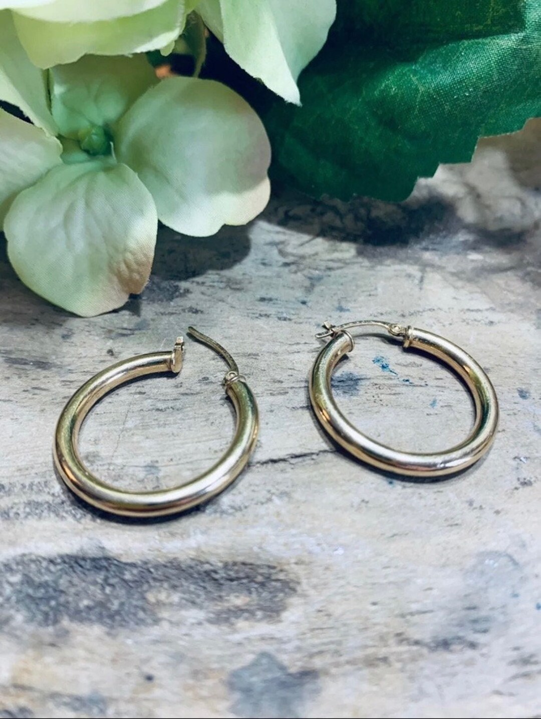 Vintage High Polish Marked 10k Yellow Gold Hoop Earrings - Etsy