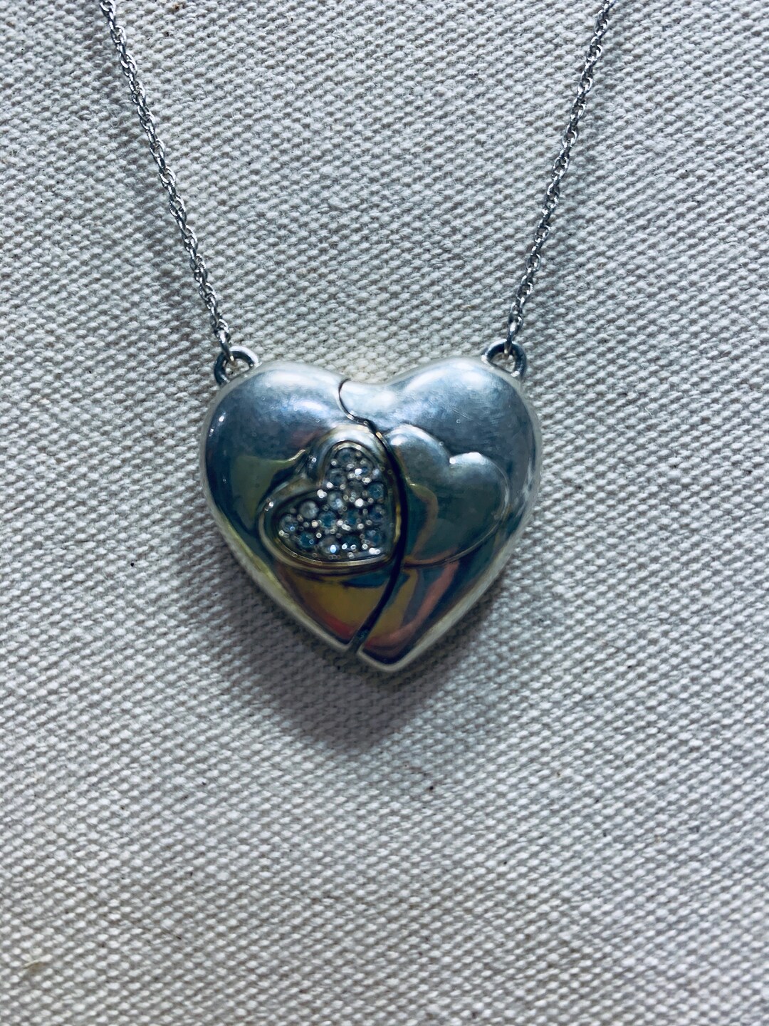 Vintage Lenox Gold on Silver Open Heart Love Necklace - Etsy