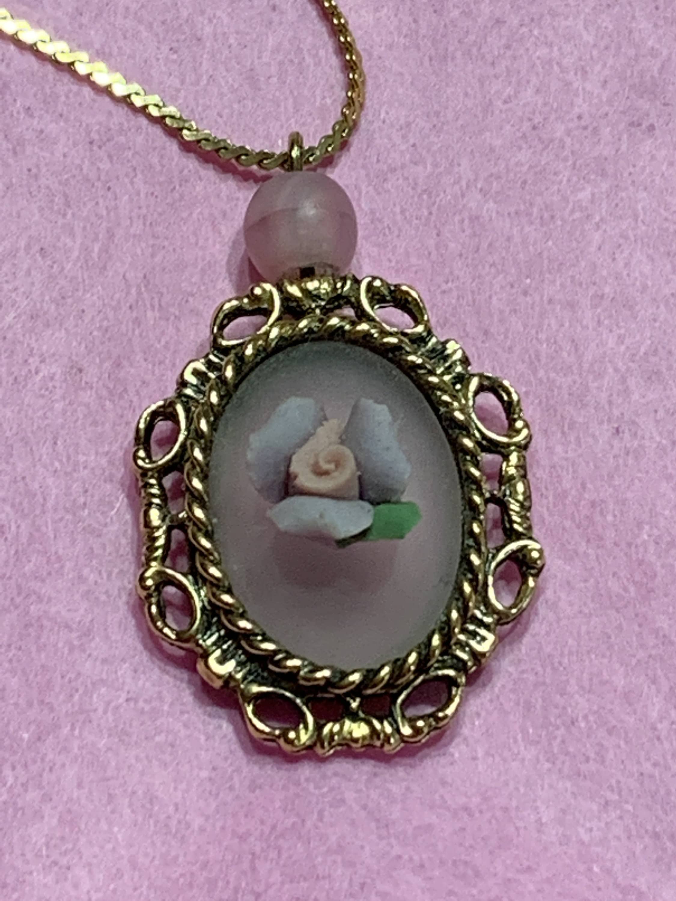 Vintage Signed Act II Acrylic Porcelain Pink Flower Pendant Necklace - Etsy
