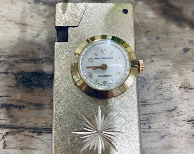 Vintage Marxman Precision Japan Gold Tone Swiss Clock Cigarette Lighter ...