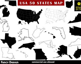 50 States Svg | Etsy