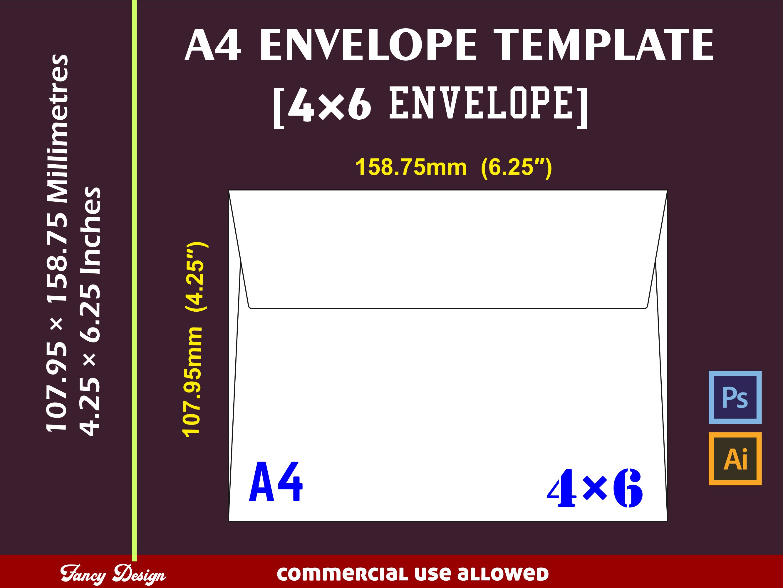 4x6 Envelope Template A4 Envelope Invitation Envelope Etsy Canada
