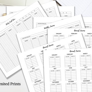 Daily, Weekly, and Annual Income Tracker Printable Sheets Manage Your ...