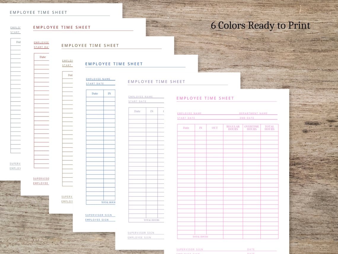 Editable Employee Time Sheet, Clock in & Out Sheet, Time Card, Work Log ...