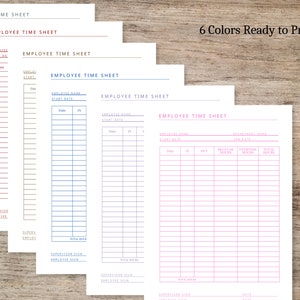 Editable Employee Time Sheet, Clock in & Out Sheet, Time Card, Work Log ...