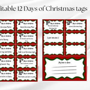 12 Days of Christmas Tags With Christmas Activity Theme Christmas Card ...