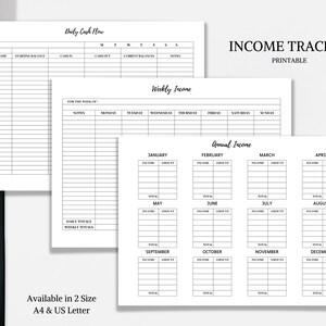 Daily, Weekly, and Annual Income Tracker Printable Sheets Manage Your ...