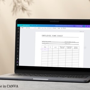 Editable Employee Time Sheet, Clock in & Out Sheet, Time Card, Work Log ...