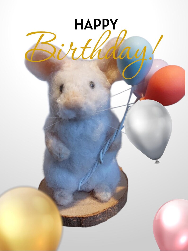 Birthday Celebration Mouse Needle Felted by Hand - Etsy