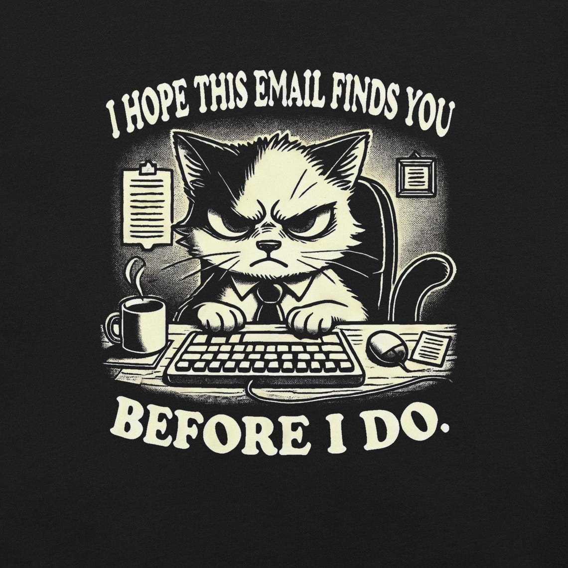 Grumpy Office Cat - Unisex T-shirt - Etsy