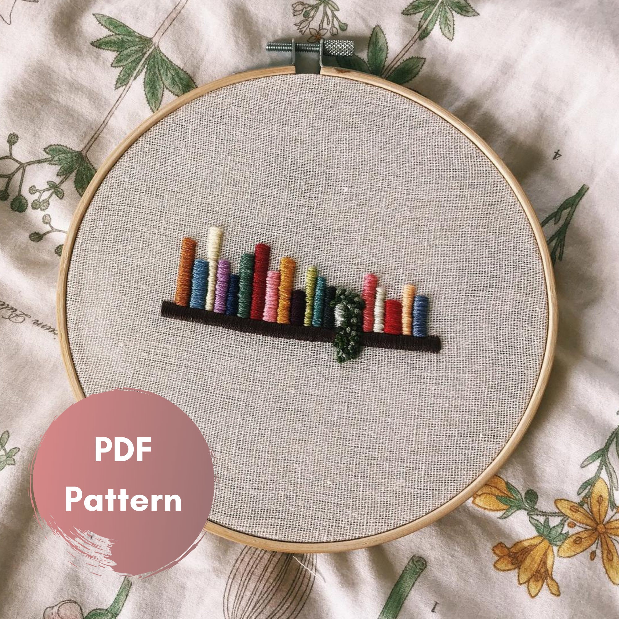Bookshelf Embroidery Digital PDF Pattern Beginners | Etsy