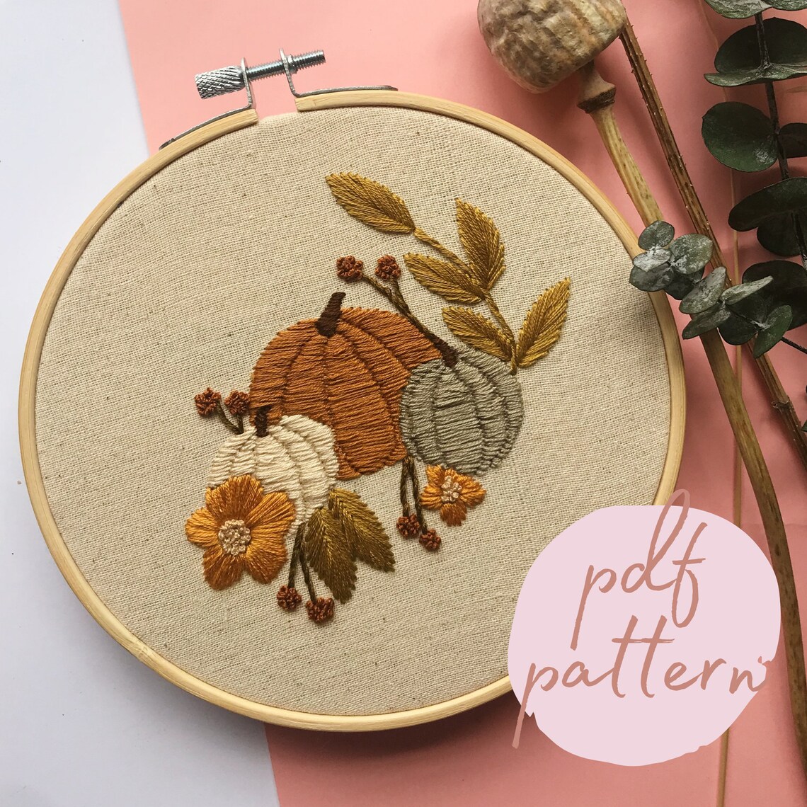 Pumpkin Patch Hand Embroidery PDF Pattern Beginners - Etsy