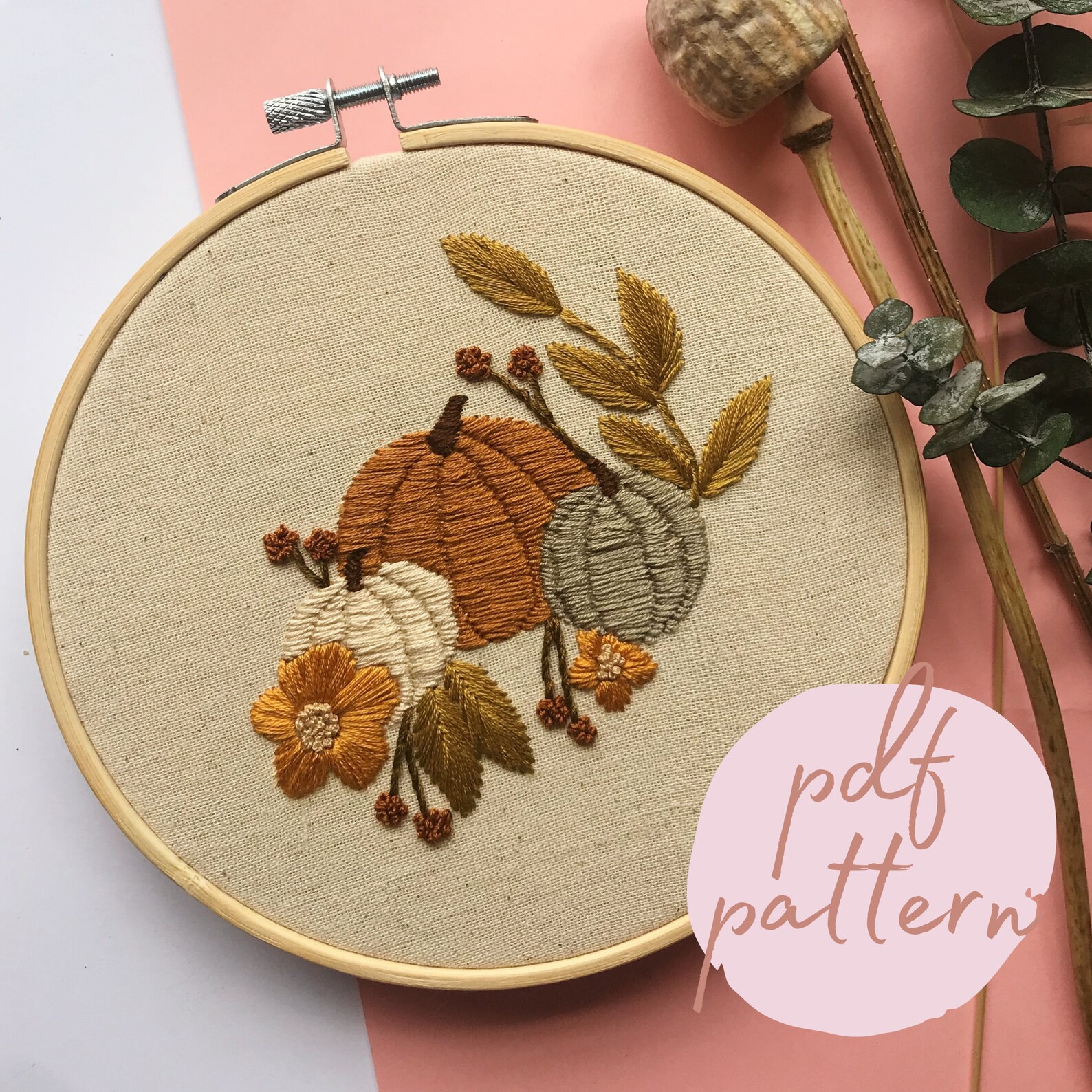 Pumpkin Patch Hand Embroidery PDF Pattern Beginners - Etsy