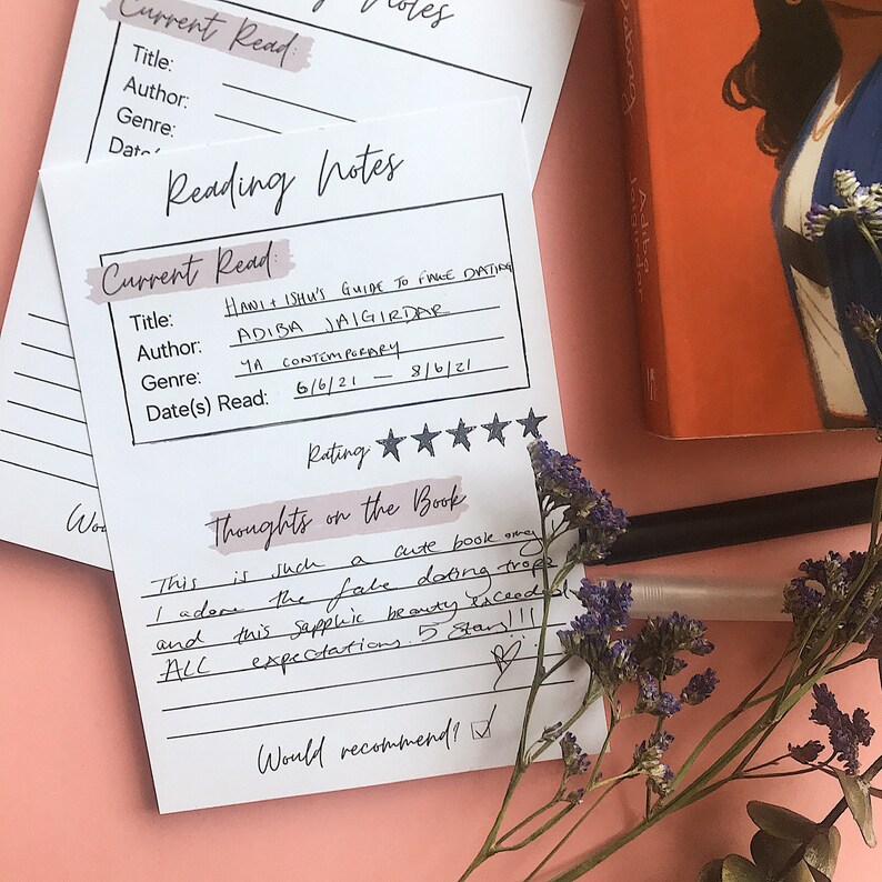 Reading Notes Notepad A6 Notepad for Book Reviews Book - Etsy UK