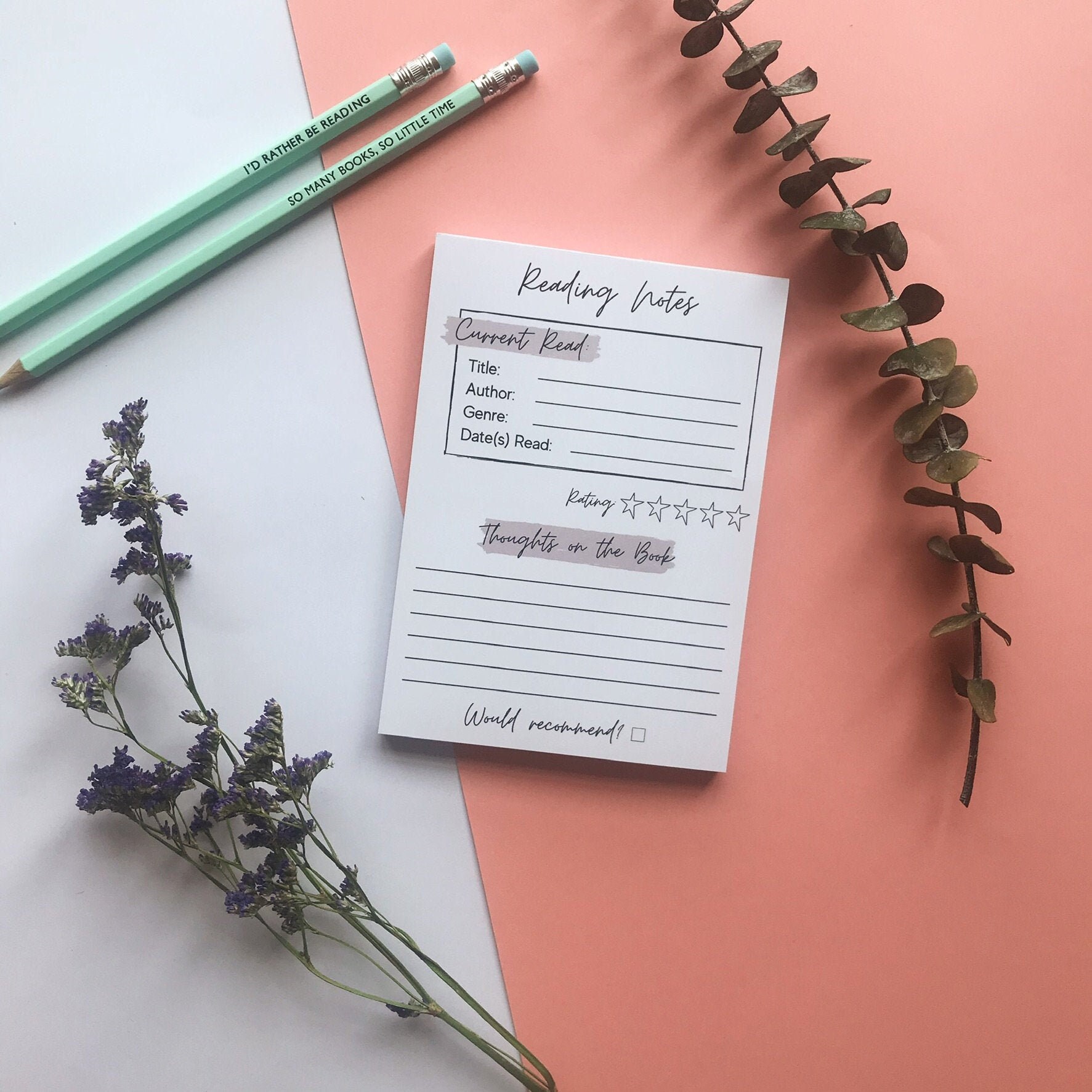 Reading Notes Notepad A6 Notepad for Book Reviews Book - Etsy UK