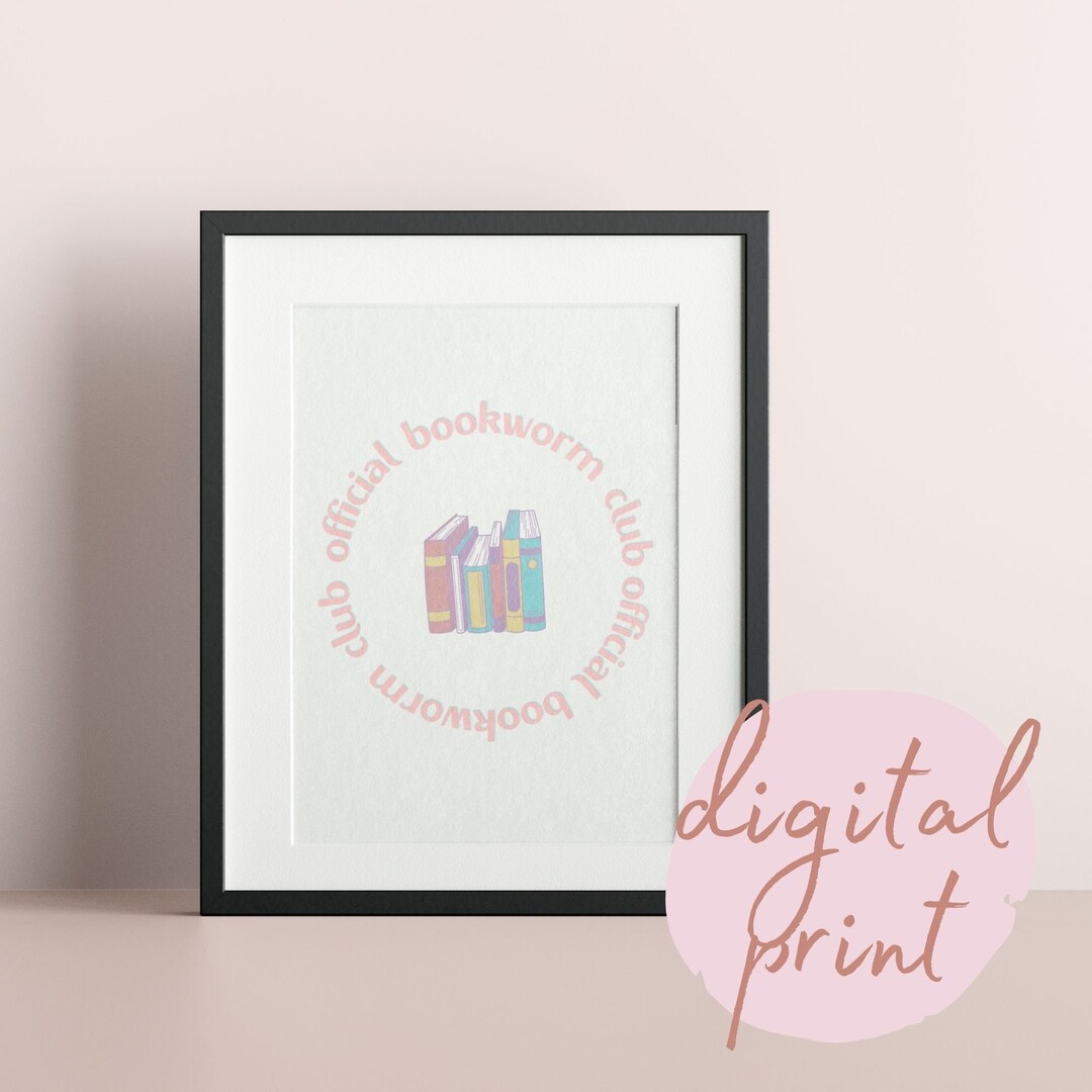 Bookworm Digital Literary Print | 'official Bookworm Club' | Print at ...