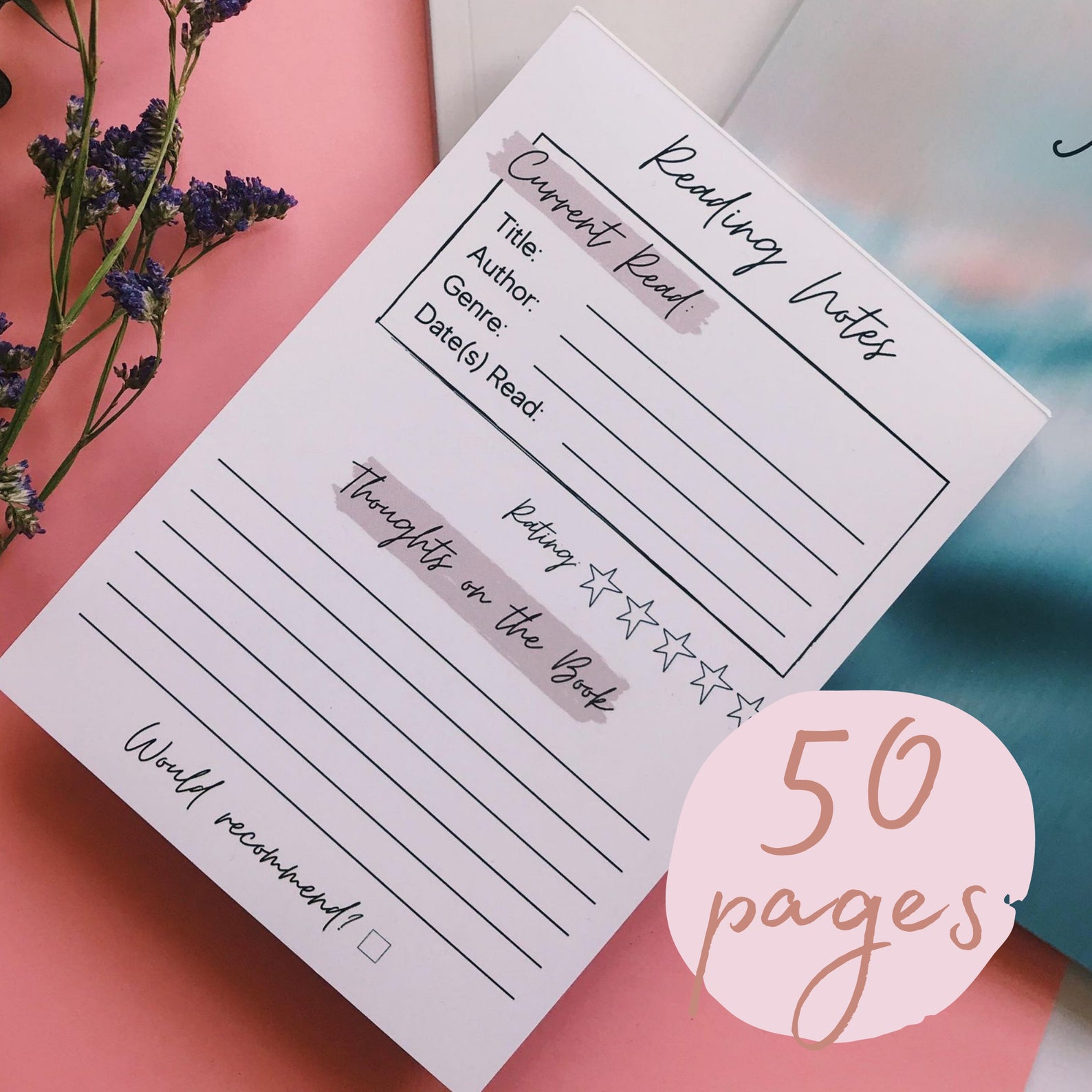 Reading Notes Notepad A6 Notepad for Book Reviews Book - Etsy UK