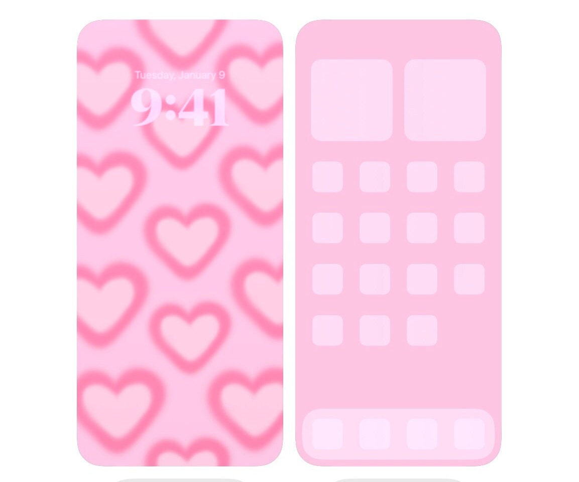 Pink Gradient Hearts Wallpaper Instant Download, Digital Wallpaper ...