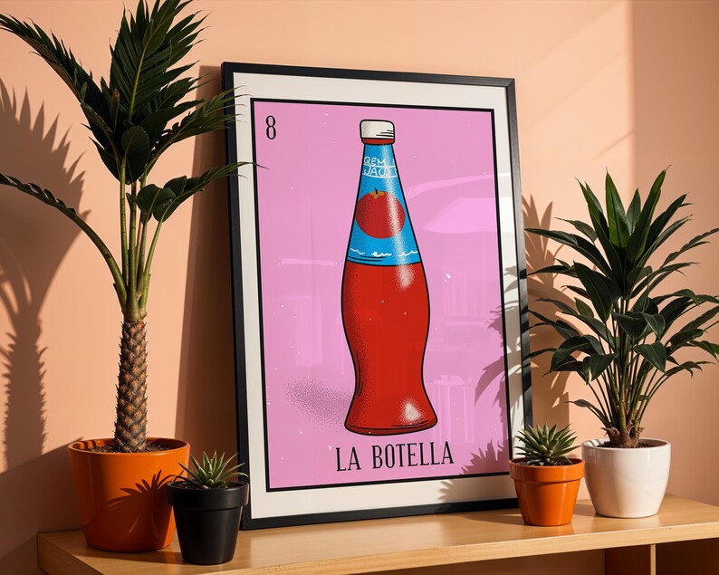 La Botella | Loteria Wall Art | Modern Mexican Print | Giclée Fine Art ...