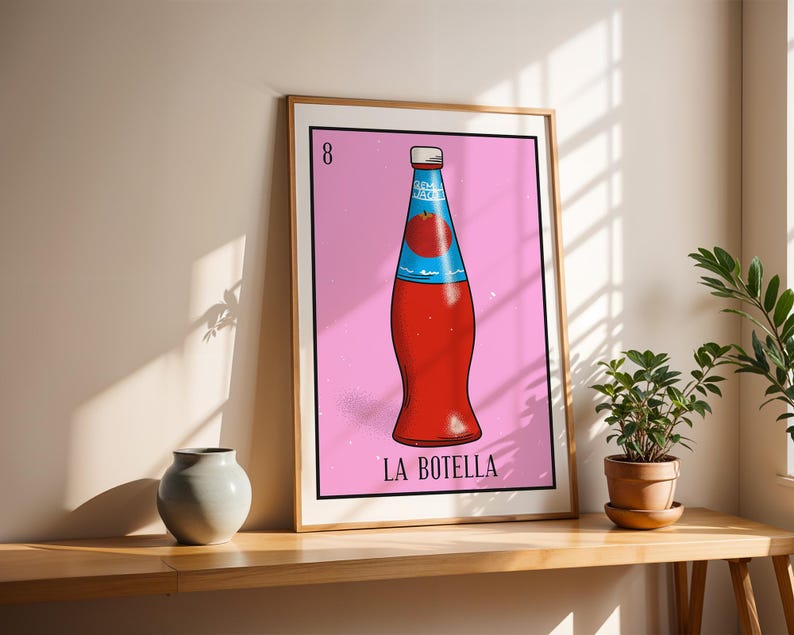 La Botella | Loteria Wall Art | Modern Mexican Print | Giclée Fine Art ...