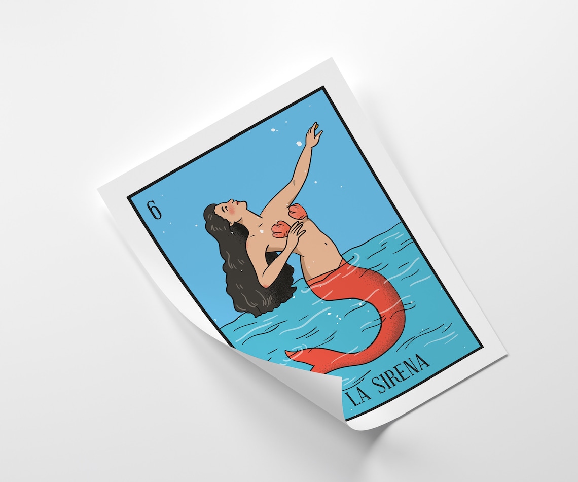Loteria Poster La Sirena Mexican Printable Artwork DIGITAL - Etsy