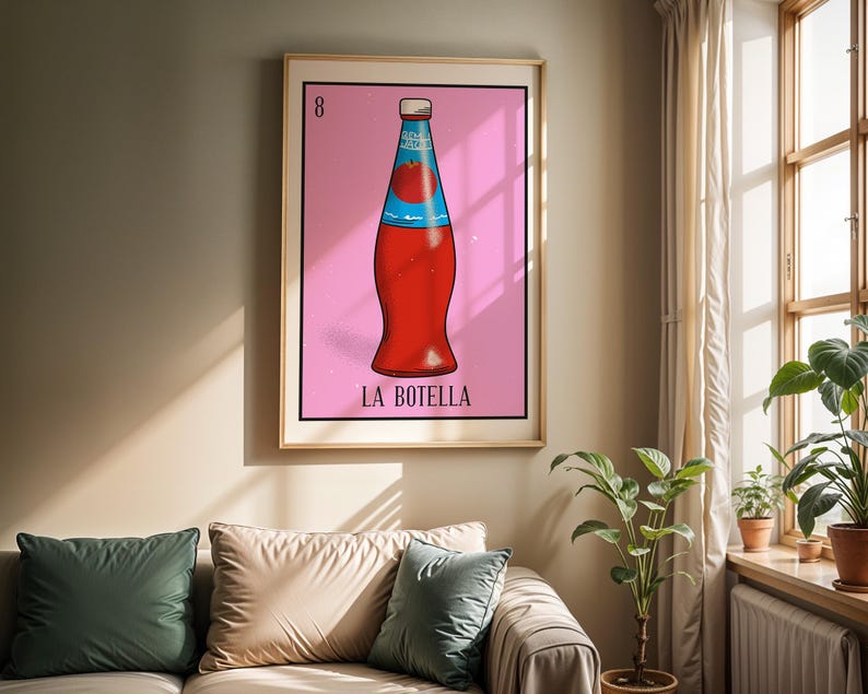 La Botella | Loteria Wall Art | Modern Mexican Print | Giclée Fine Art ...