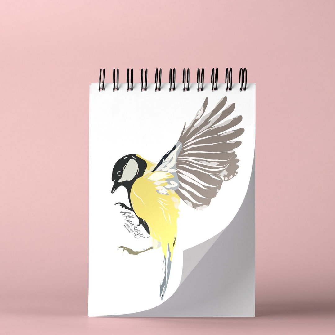 Bird Watching Wire Bound Notepad Digital Art School - Etsy