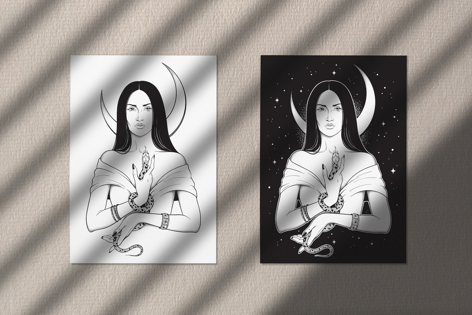 Witch Holding a Snake Digital Illustration, Witch and Serpent Gothic ...