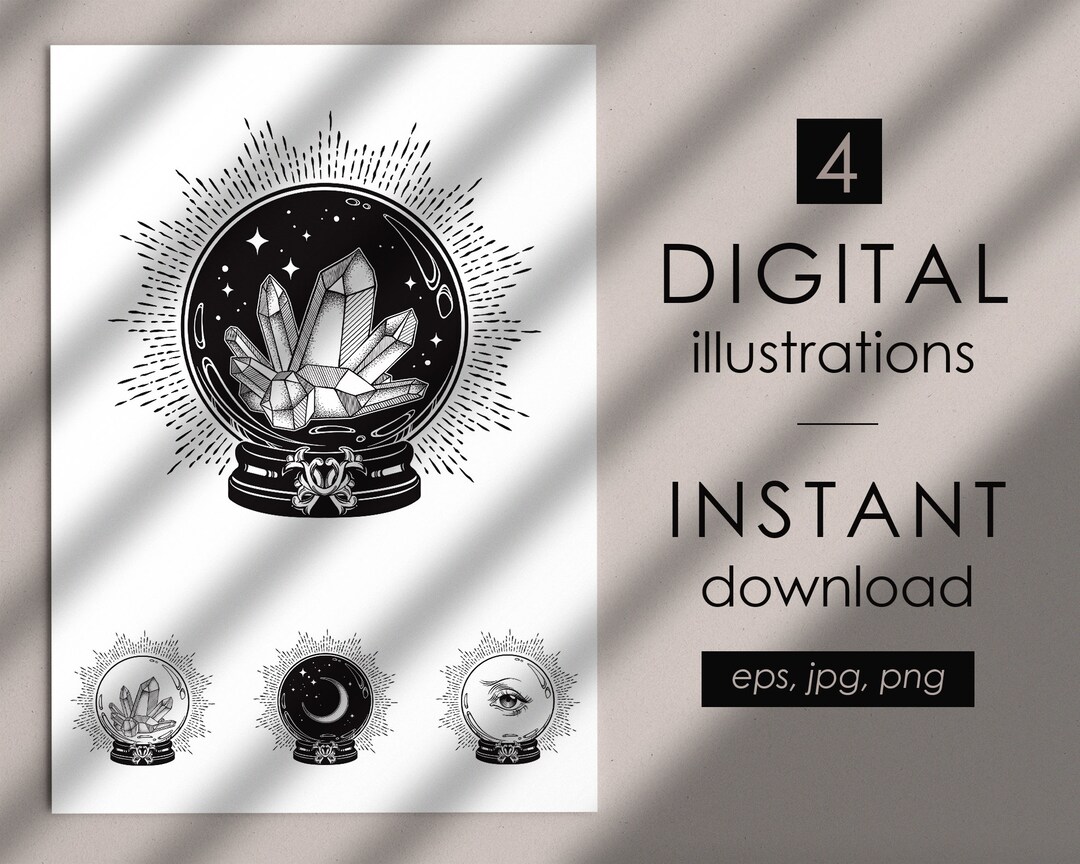 Crystal Ball Digital Cliparts, Magic Crystal Ball Witch Designs for ...