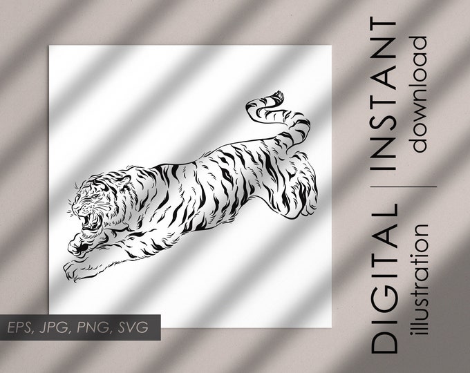 Chinese Tiger Clipart, Traditional Tiger Pattern Png, Vintage ...