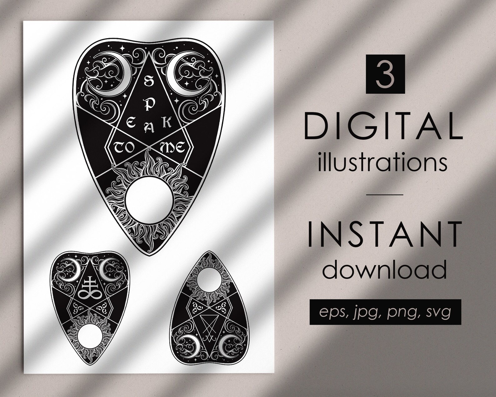 Ouija Planchette Digital Illustrations EPS10, JPG, PNG, SVG Witch ...