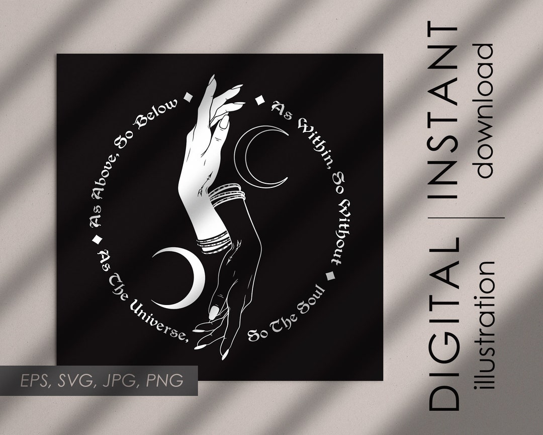 As Above so Below Digital Illustration Moon Witch Clipart, Wiccan ...