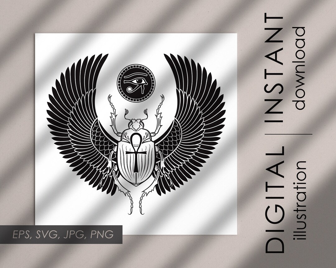 Egyptian Scarab Beetle Set Digital Illustrations Clipart, Witch ...