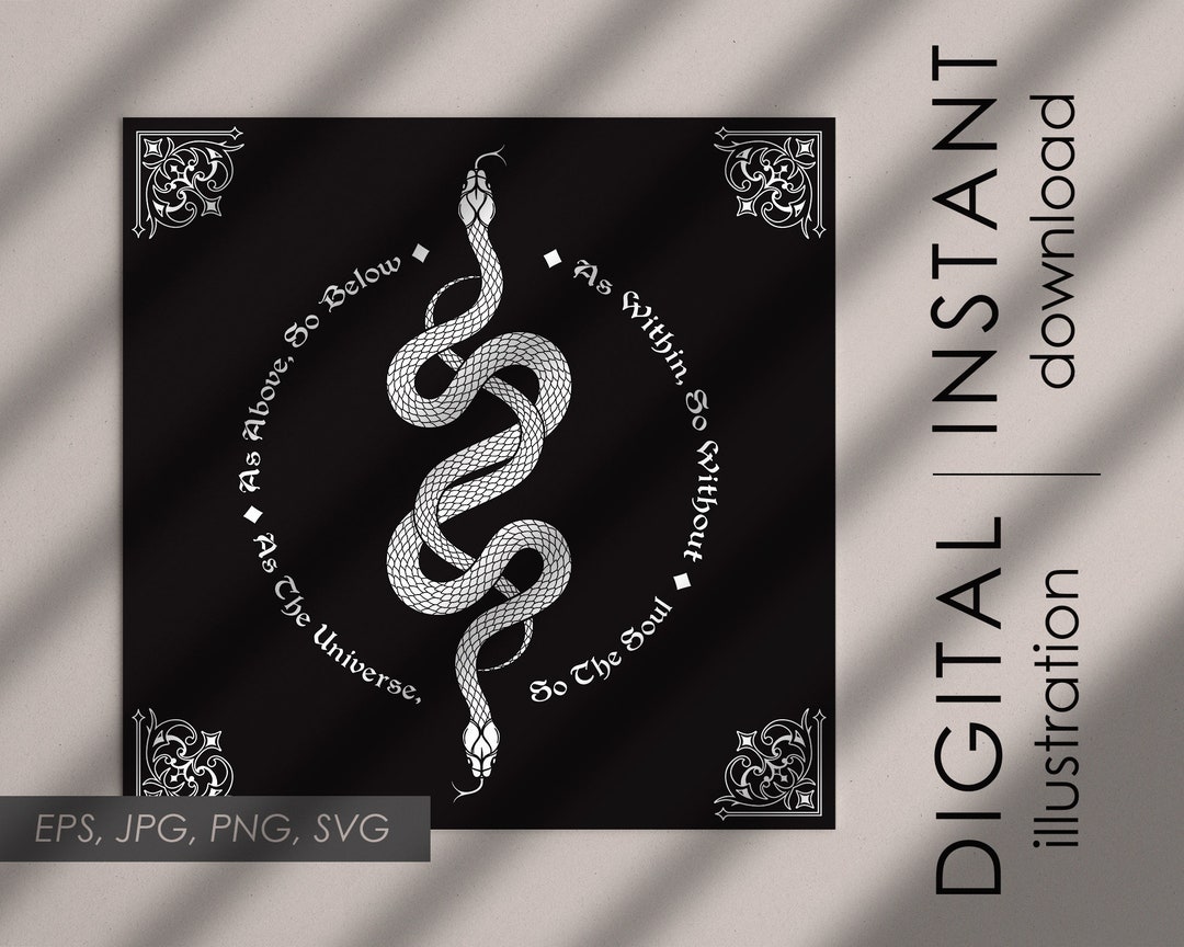 As Above so Below Digital Illustration Witch Clipart, Two Serpents ...