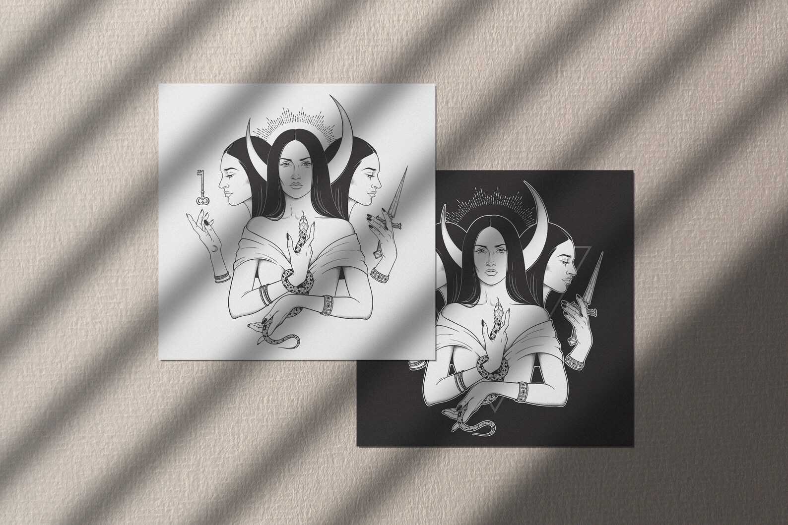 Triple Goddess Hecate Digital Illustration, Pagan Design for Witches ...